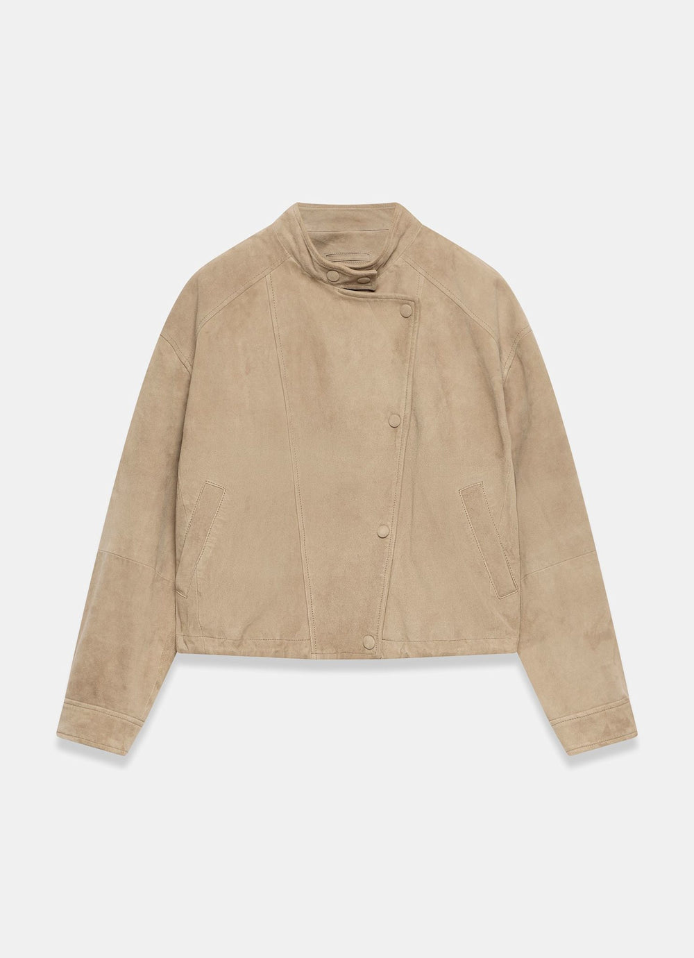 Neutral Suede Cropped Pilot Bomber Jacket – Mint Velvet