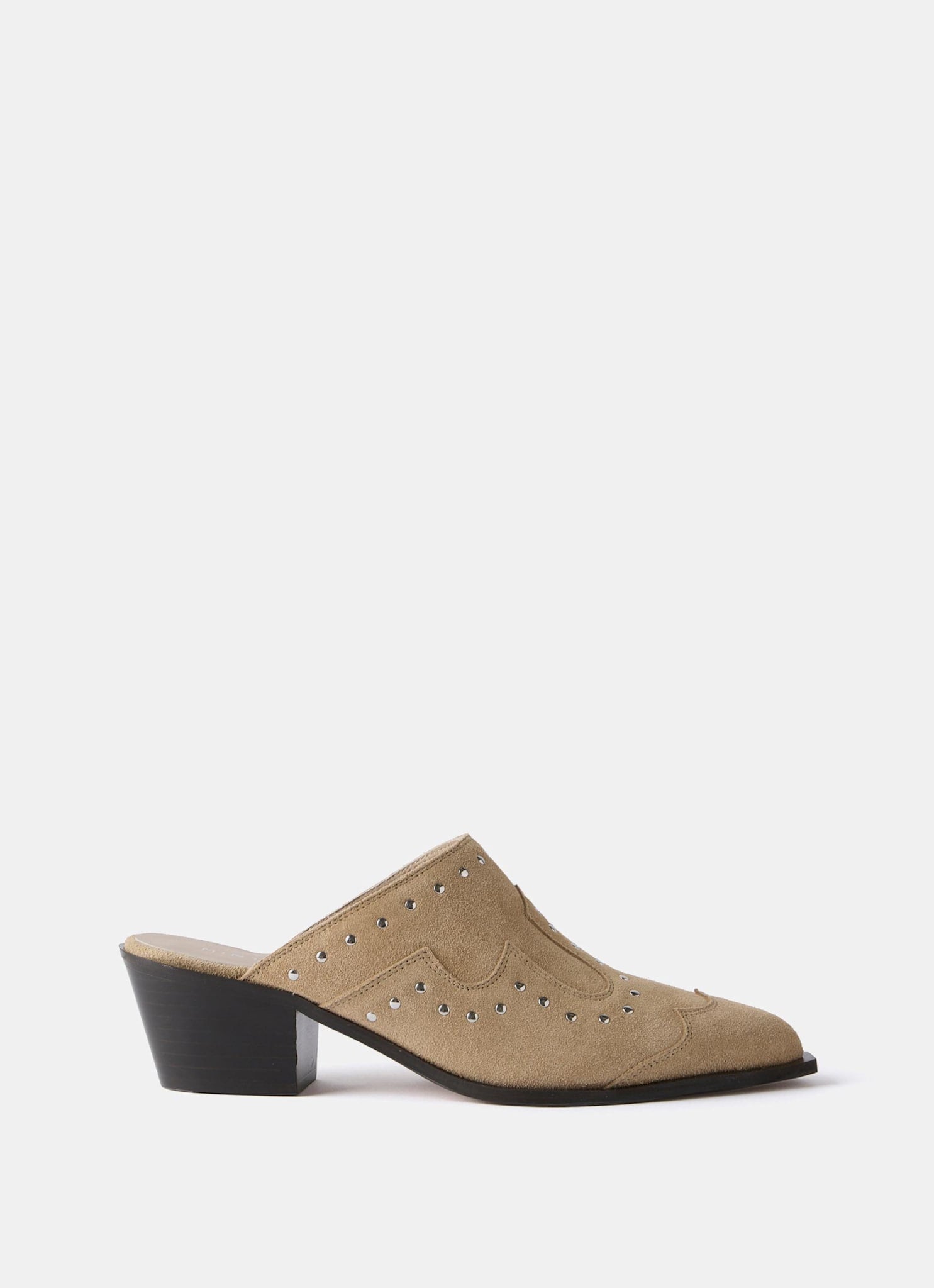 Serena Neutral Suede Western Mules – Mint Velvet