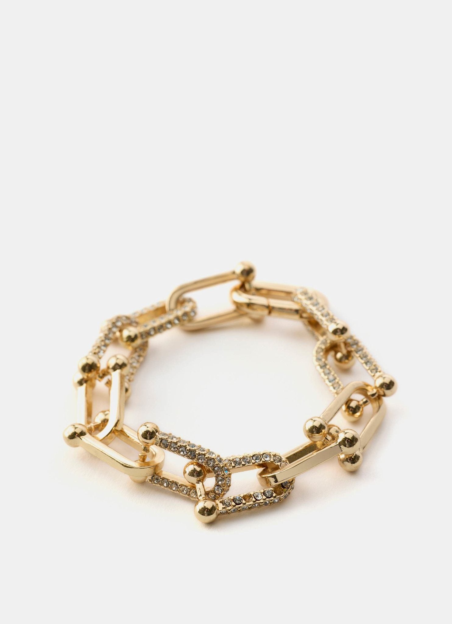 Gold Tone Crystal Pave Link Chain Bracelet – Mint Velvet