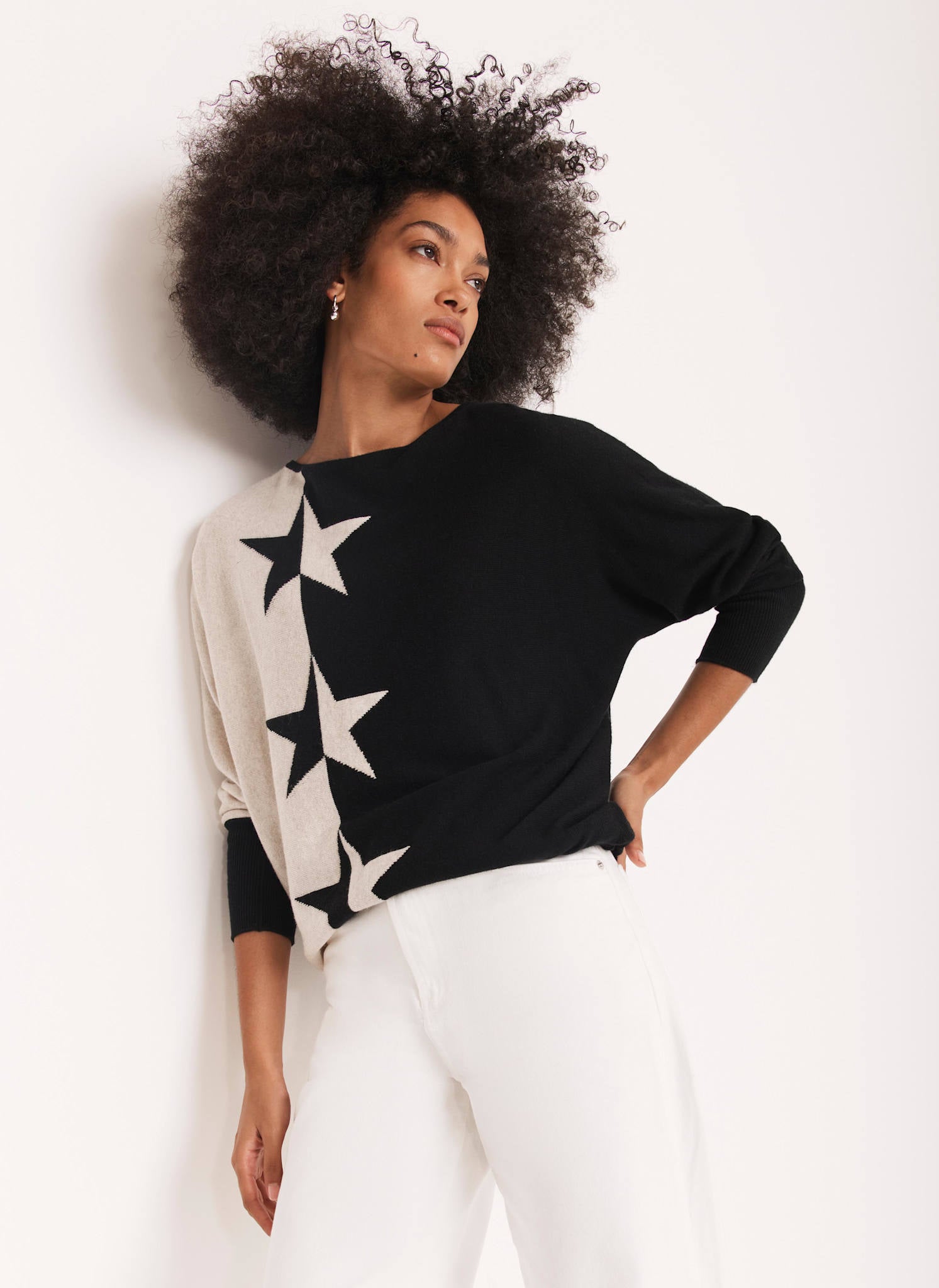 Neutral Cotton Blend Star Jumper – Mint Velvet