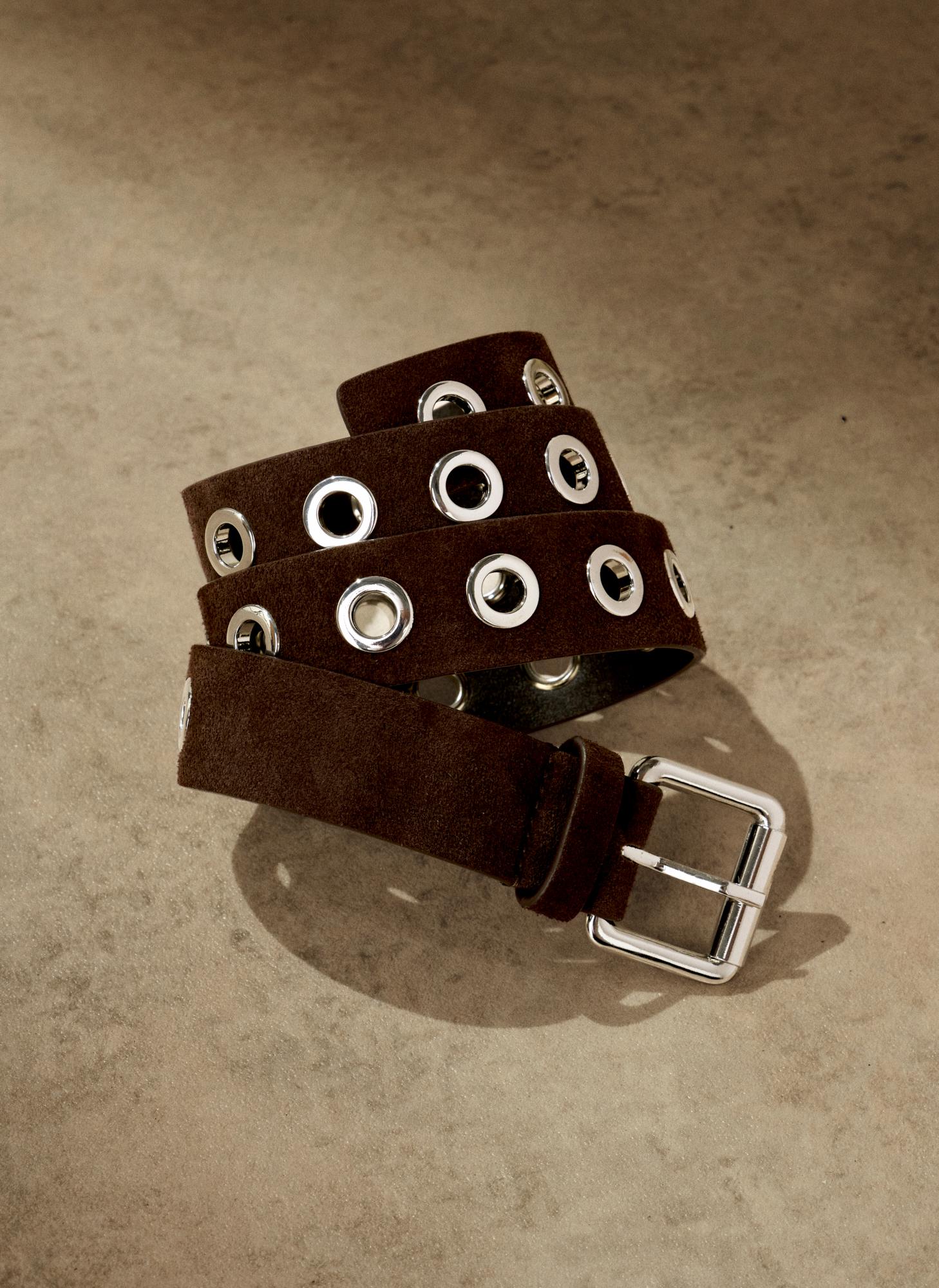 Brown Suede Eyelet Belt – Mint Velvet