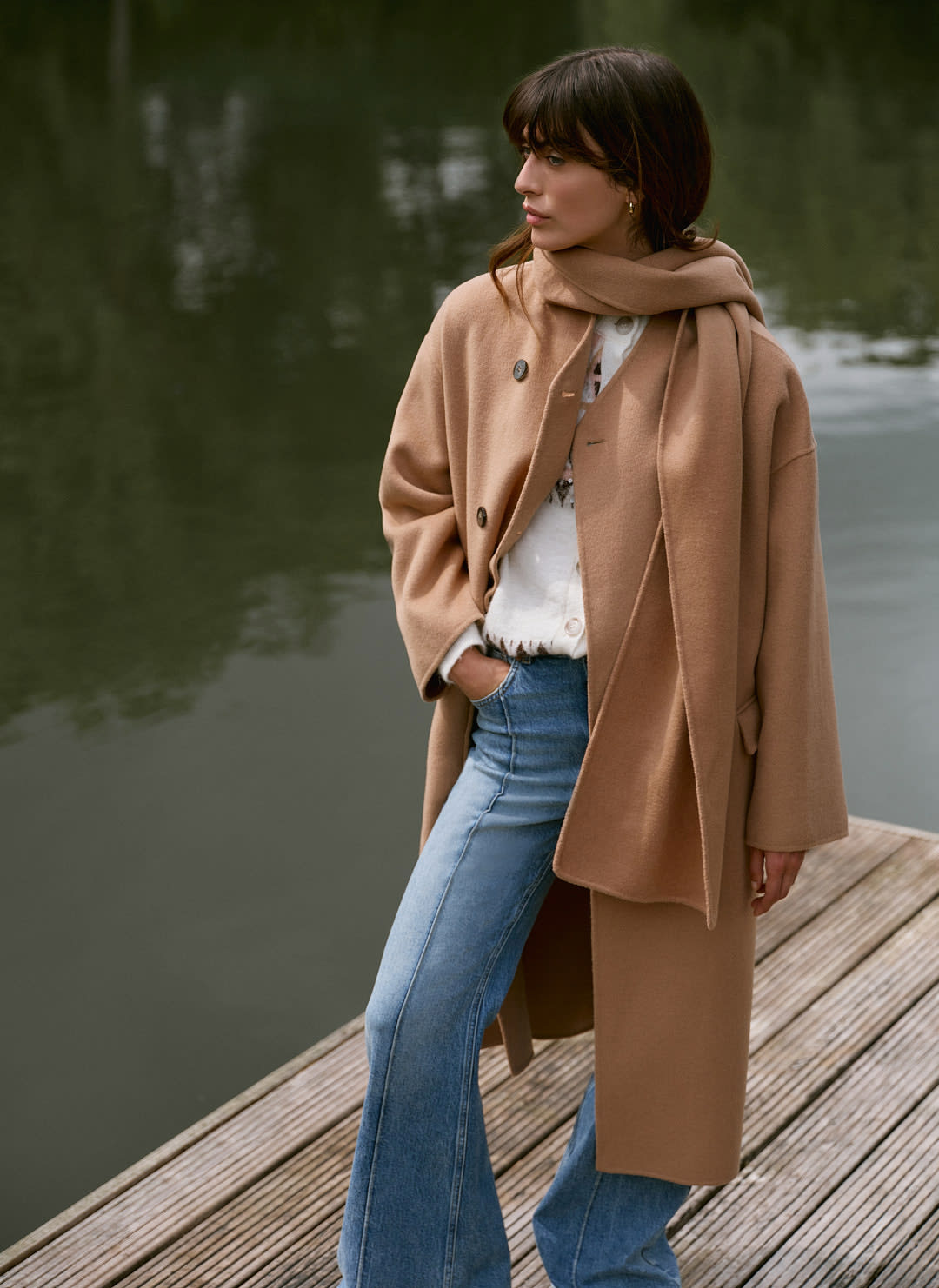 Tan Wool Blend Hand Finished Scarf Coat – Mint Velvet