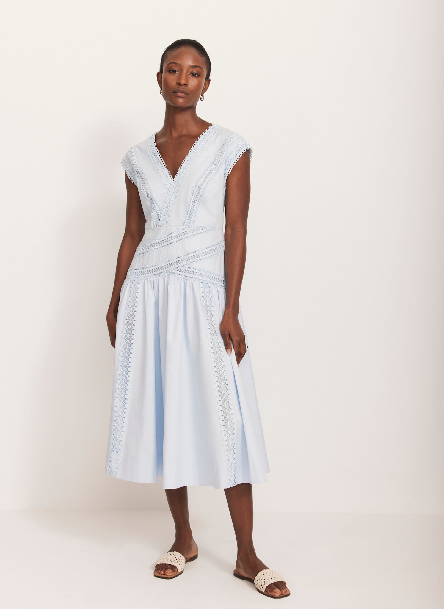Blue Cotton Midi Dress – Mint Velvet