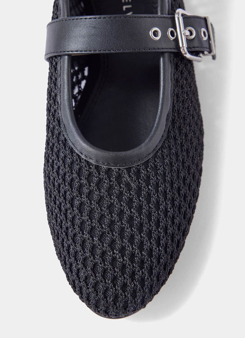 Trixie Black Mesh Ballet Flat Pumps – Mint Velvet