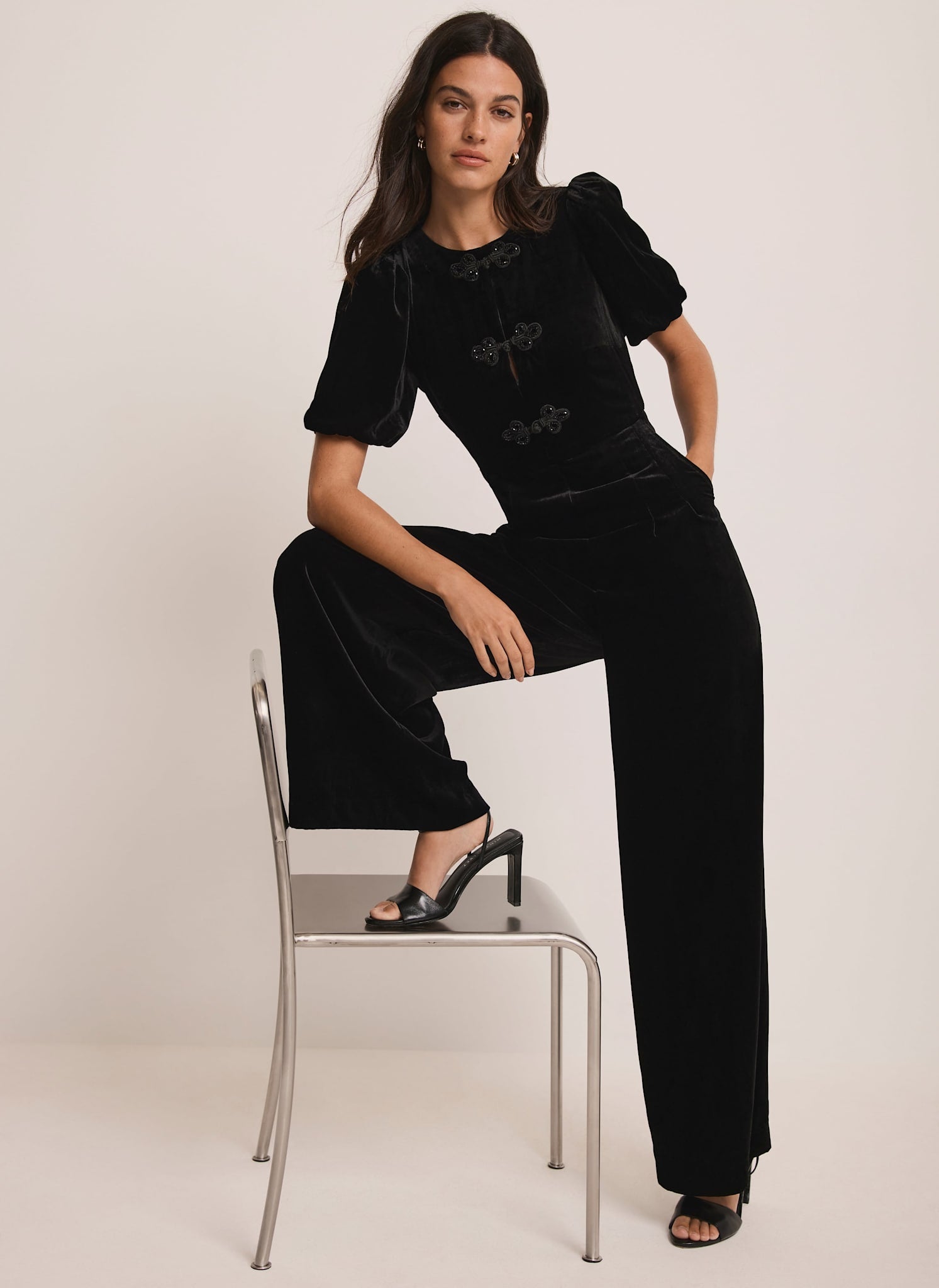 Black Velvet Embellished Jumpsuit – Mint Velvet