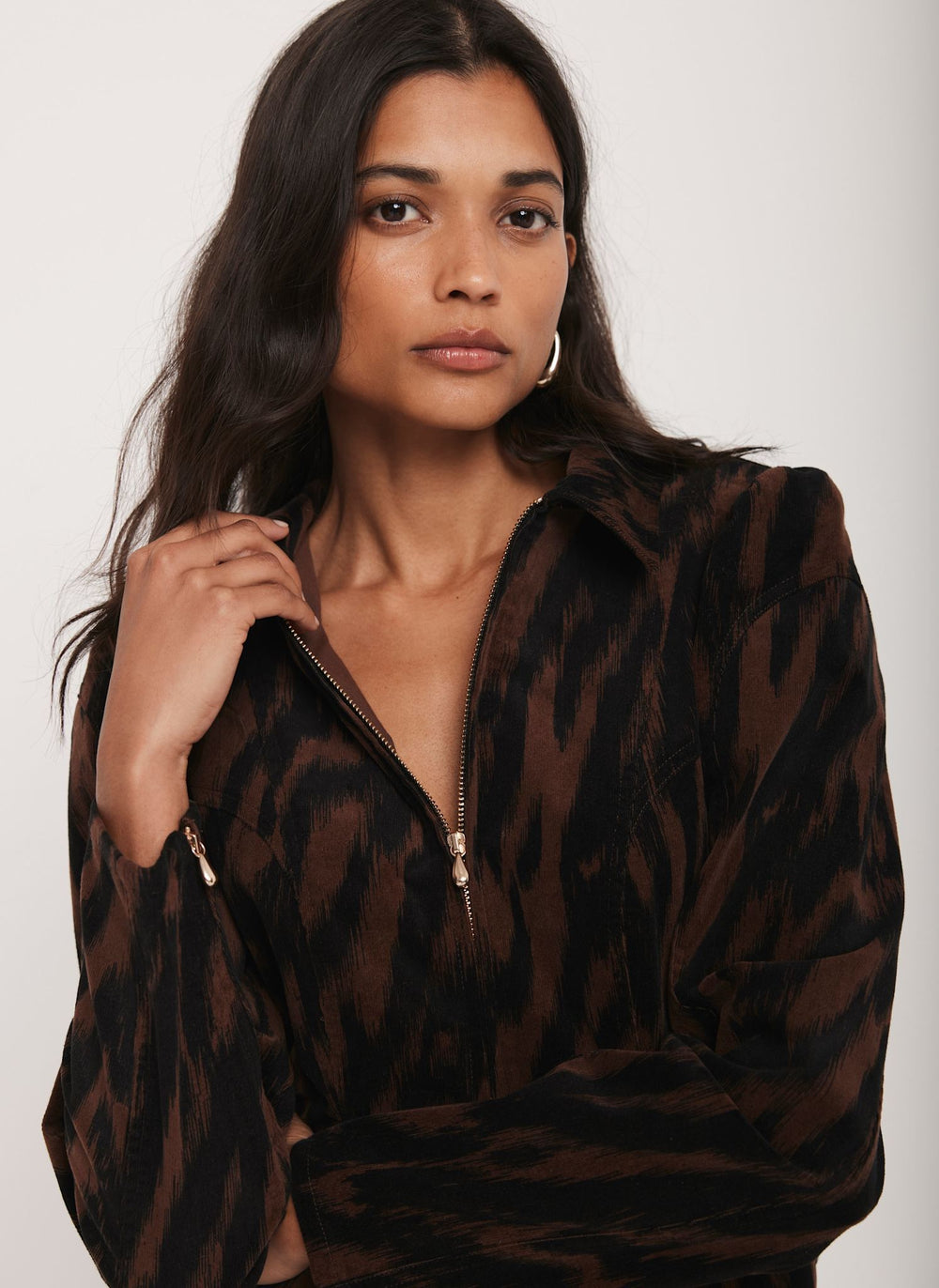 Brown Zebra Print Corduroy Mini Dress – Mint Velvet
