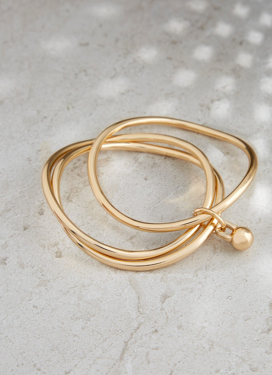 Gold Tone Triple Bangle – Mint Velvet